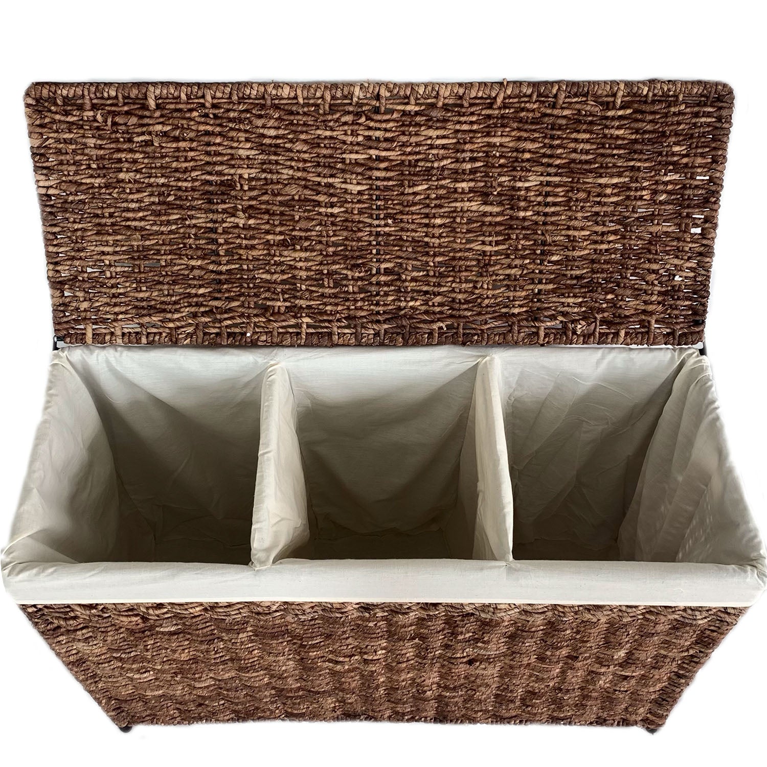 Maize 3-Section Hamper w/ Liner, Walnut – America Basket